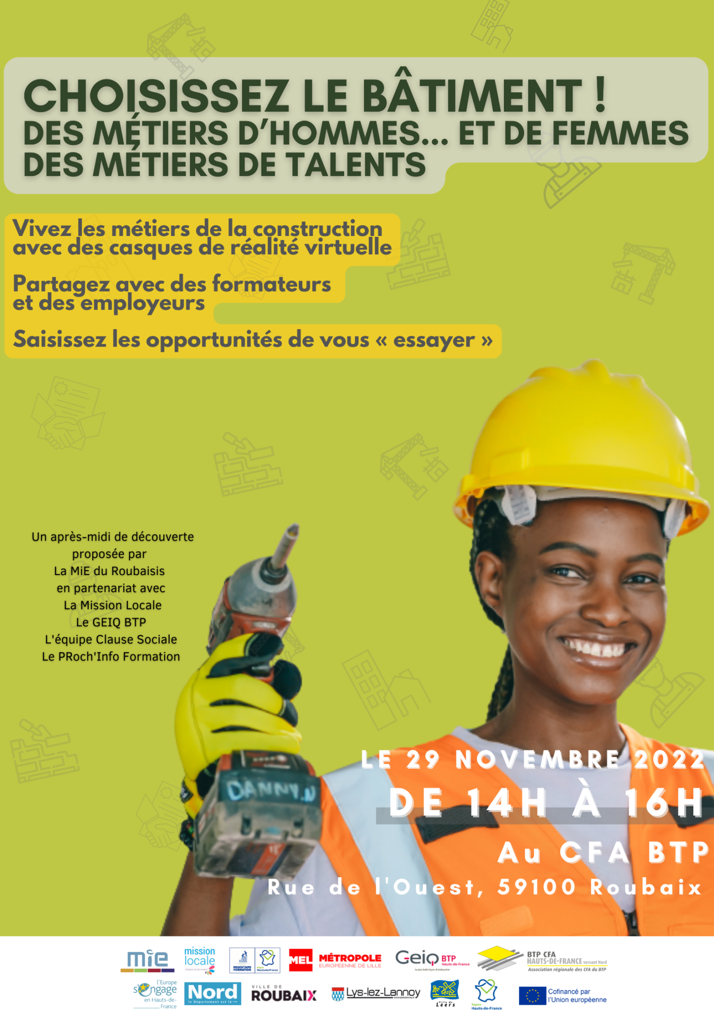 29 NOVEMBRE - Parcours Découverte spécial Métiers de la Construction